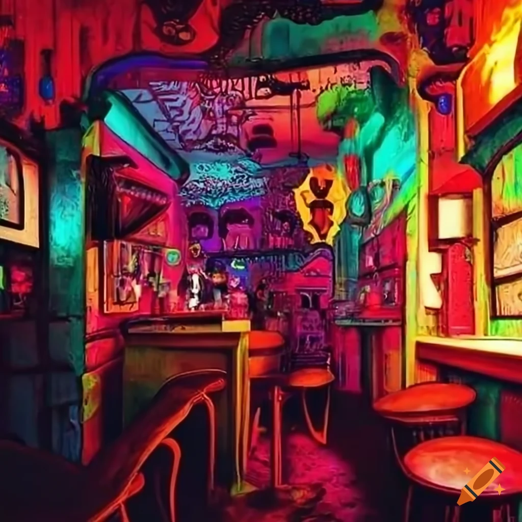 Psychedelic dive bar on Craiyon