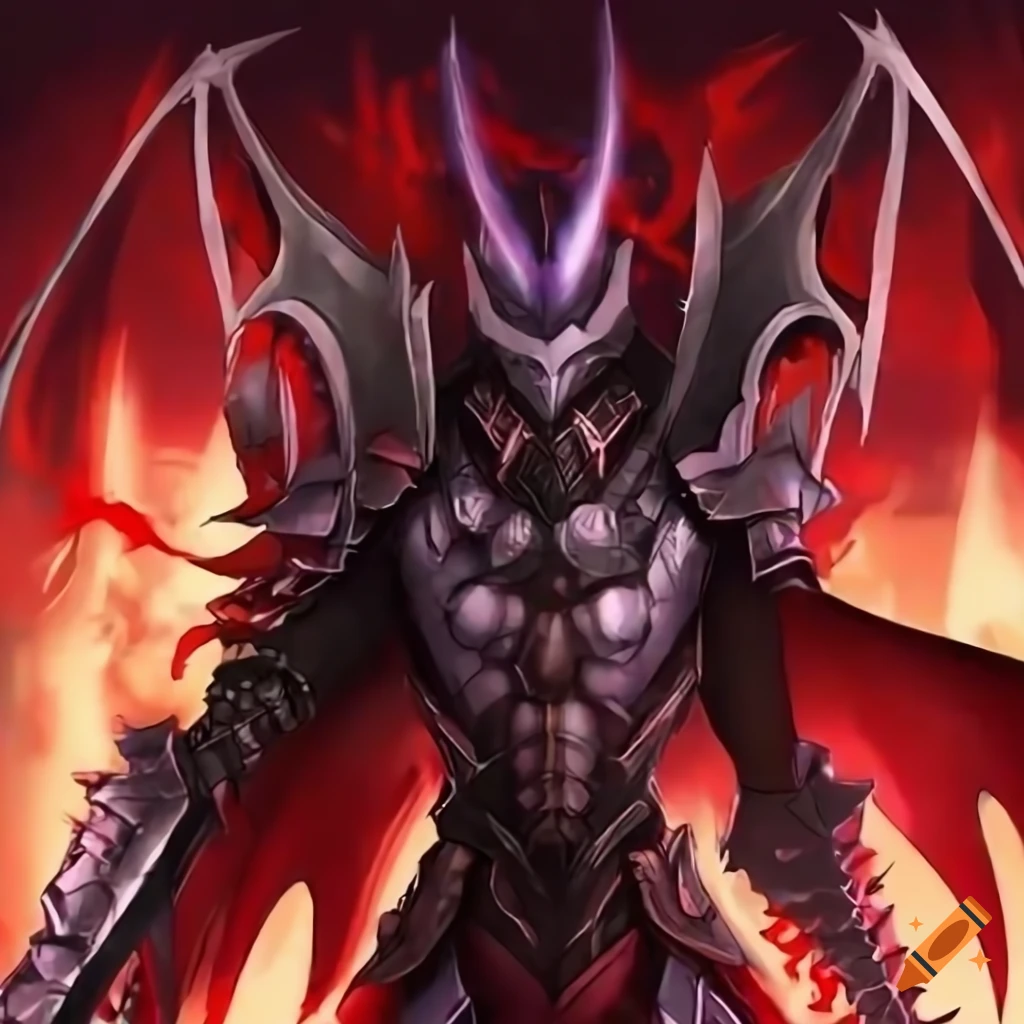 Anime fantasy hunter vampire with bat wings and colossal armor on Craiyon