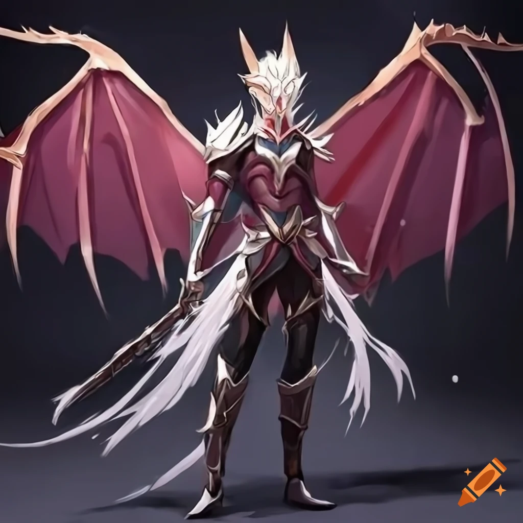 Anime fantasy elf with black short hair and bat wing armor in a magical ...