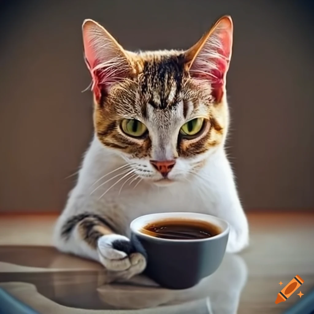 Cat enjoying coffee on Craiyon