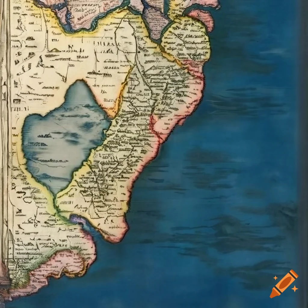 Map of Moruya coast in the style of Abraham Ortelius on Craiyon