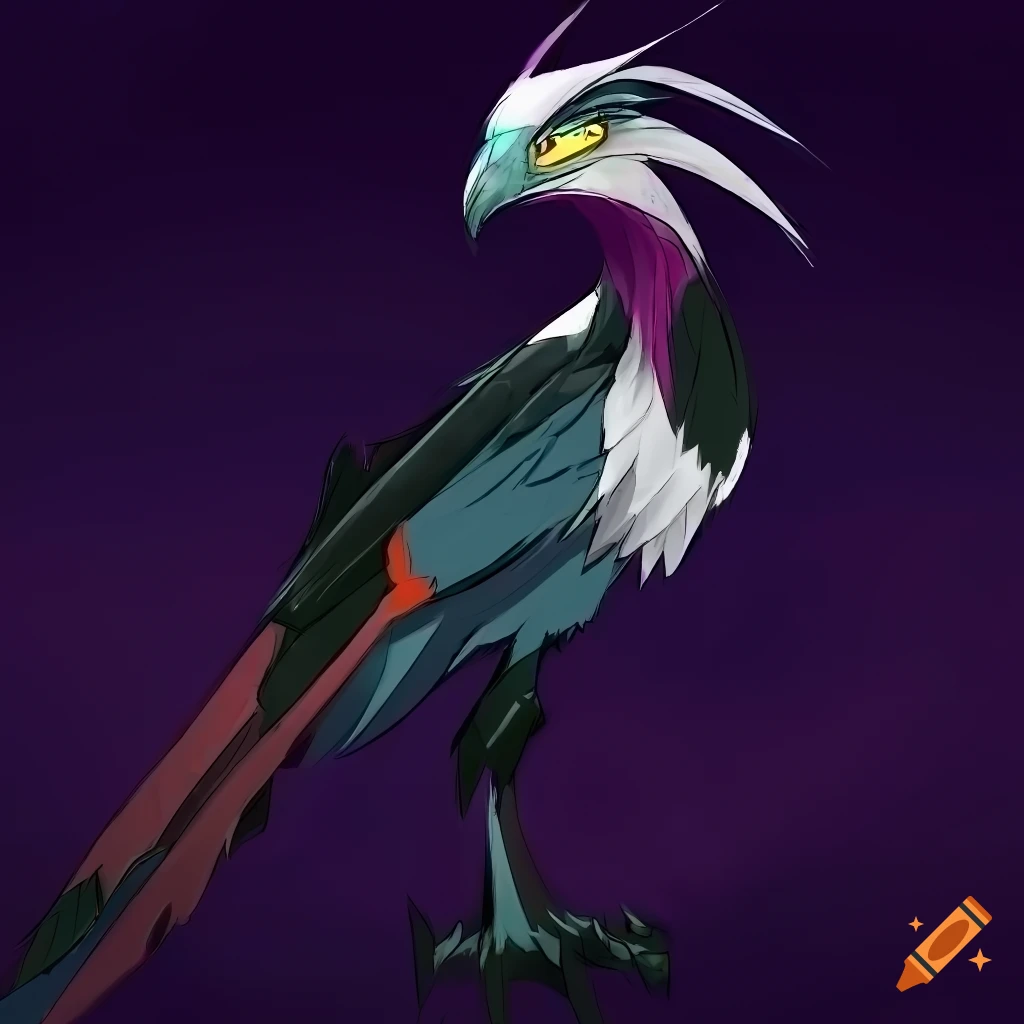 Fantastical futuristic hawk secretarybird archaeoraptor hybrid fursona ...
