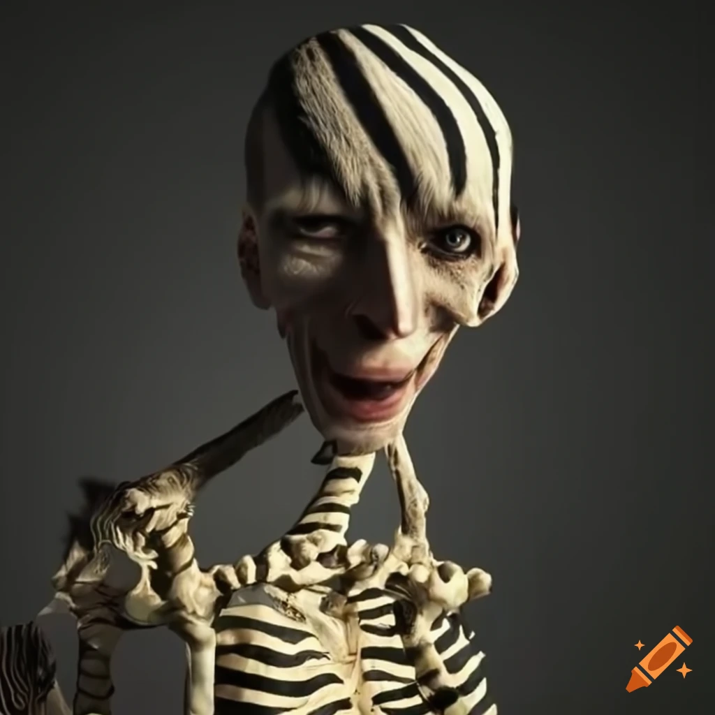 Man with stripey bones resembling a zebra on Craiyon