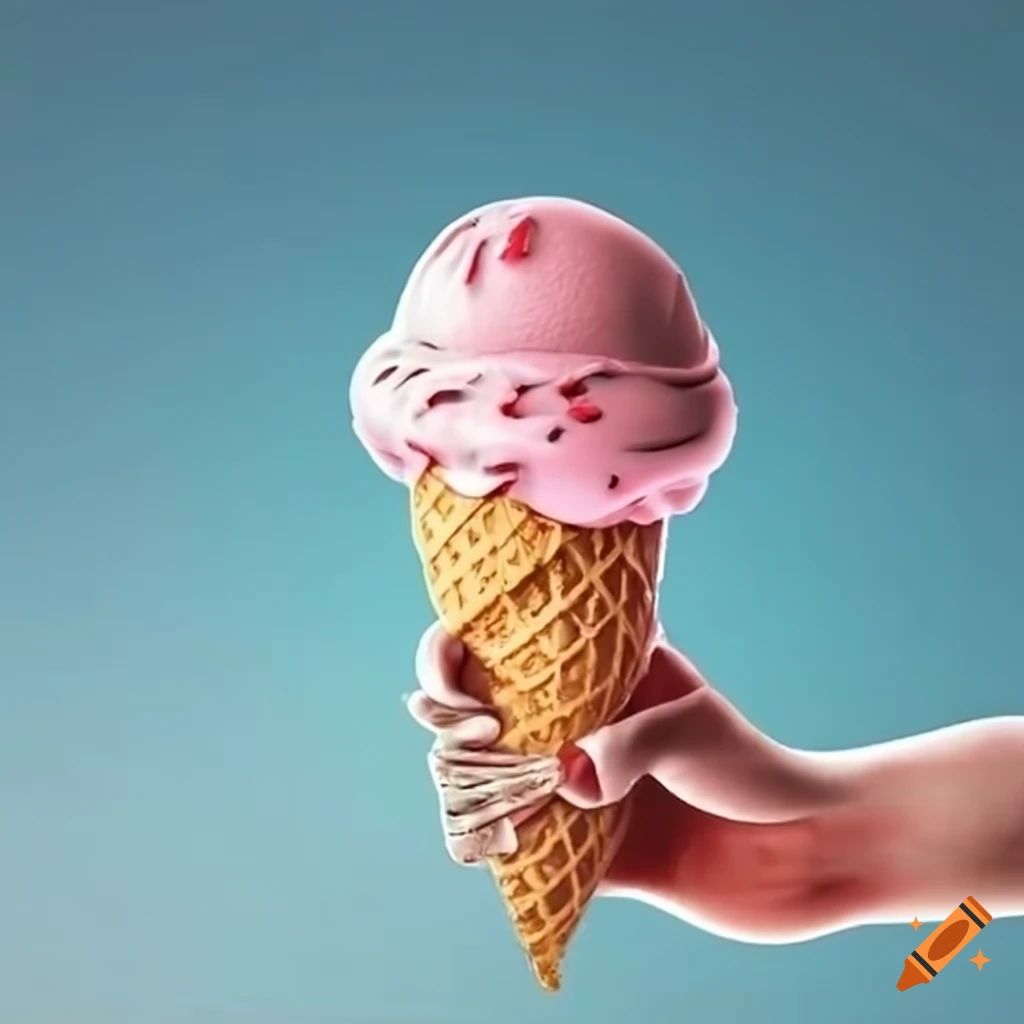 Ice cream on a human hand on Craiyon