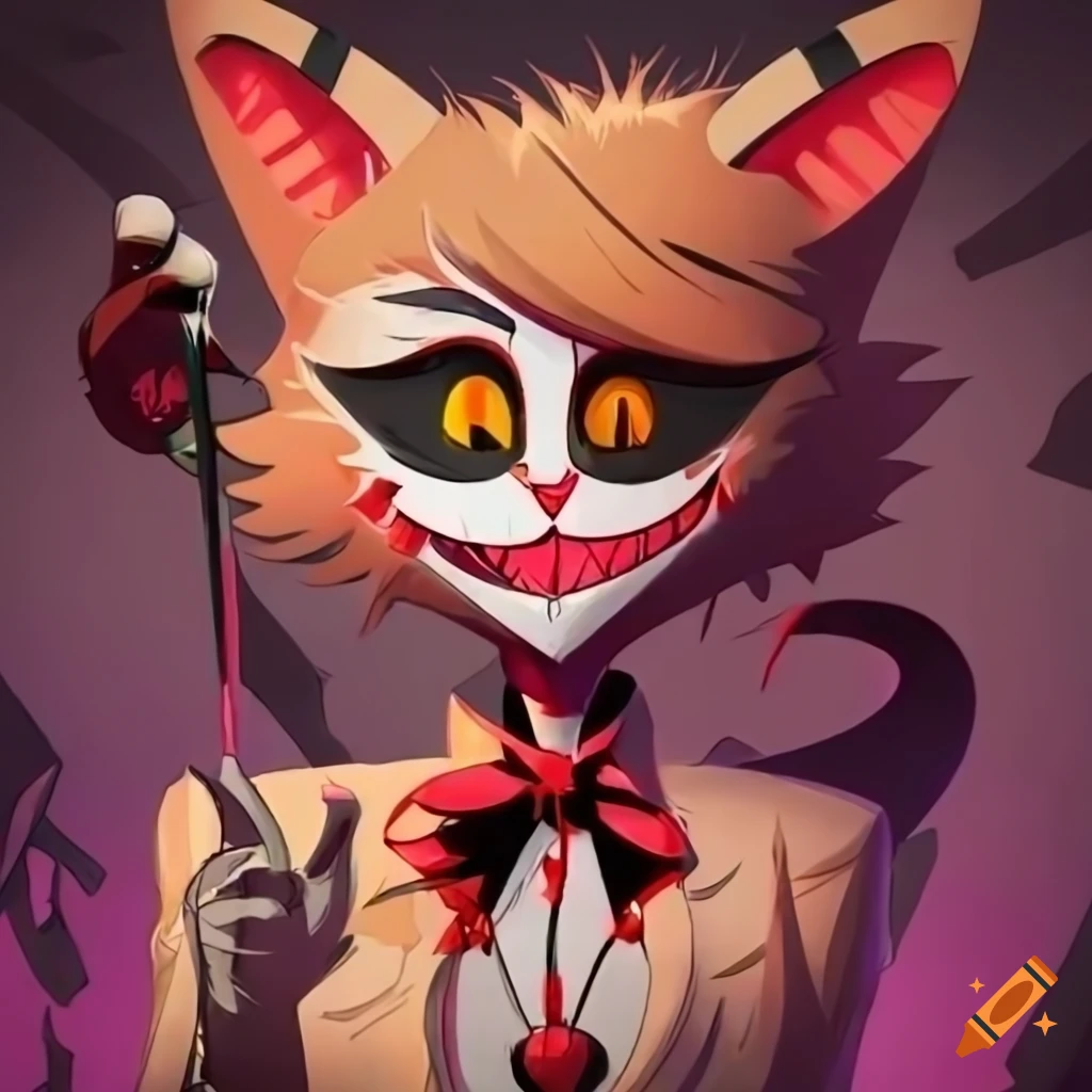 Orange cat demon in hazbin hotel style on Craiyon