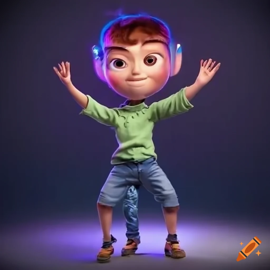 Pixar-style child character in full body view on Craiyon