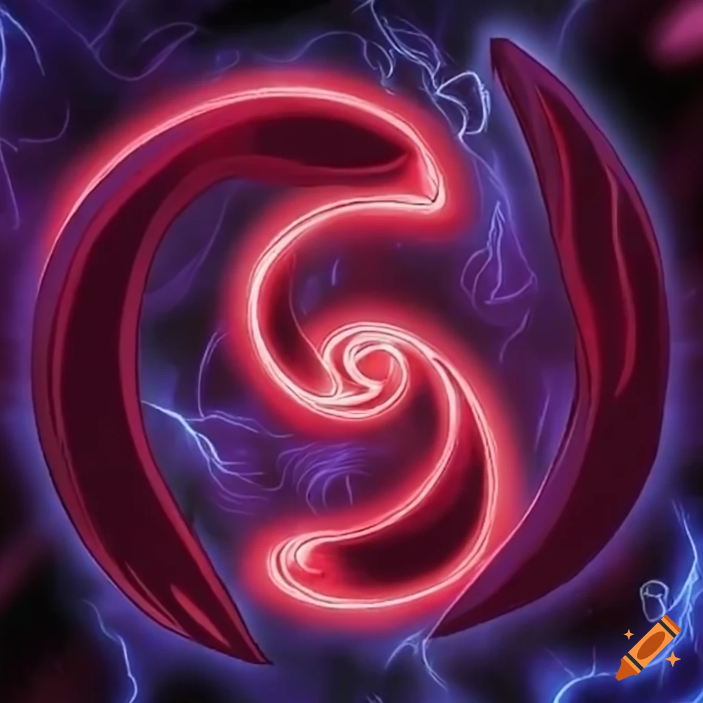 Red swirl in the style of a Yu-Gi-Oh! Fusion spell card on Craiyon