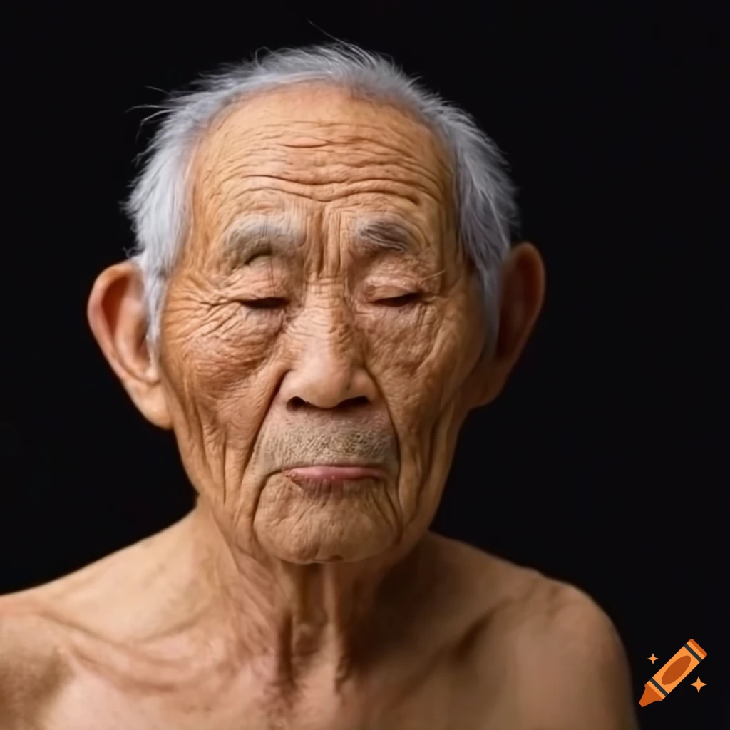 Elderly japanese man with wrinkly arms on Craiyon
