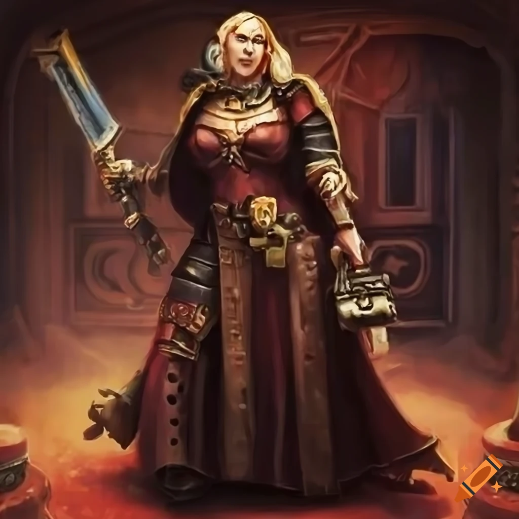 Female space merchant privateer captain in heavy Gothic Warhammer 40k ...