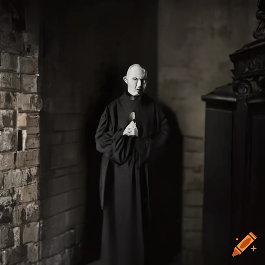 Realistic coffin with priest in 1930s prison setting on Craiyon