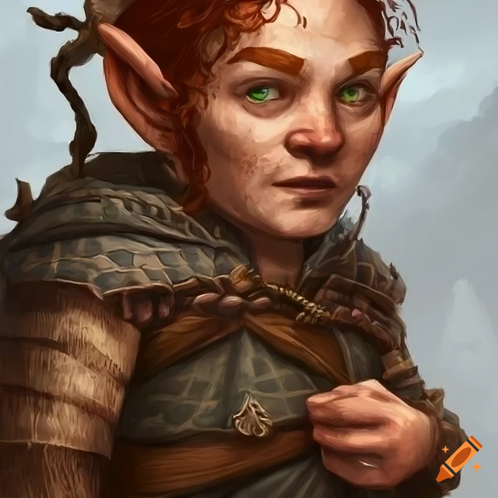 Detailed portrait of a fantasy halfling barkeeper on Craiyon