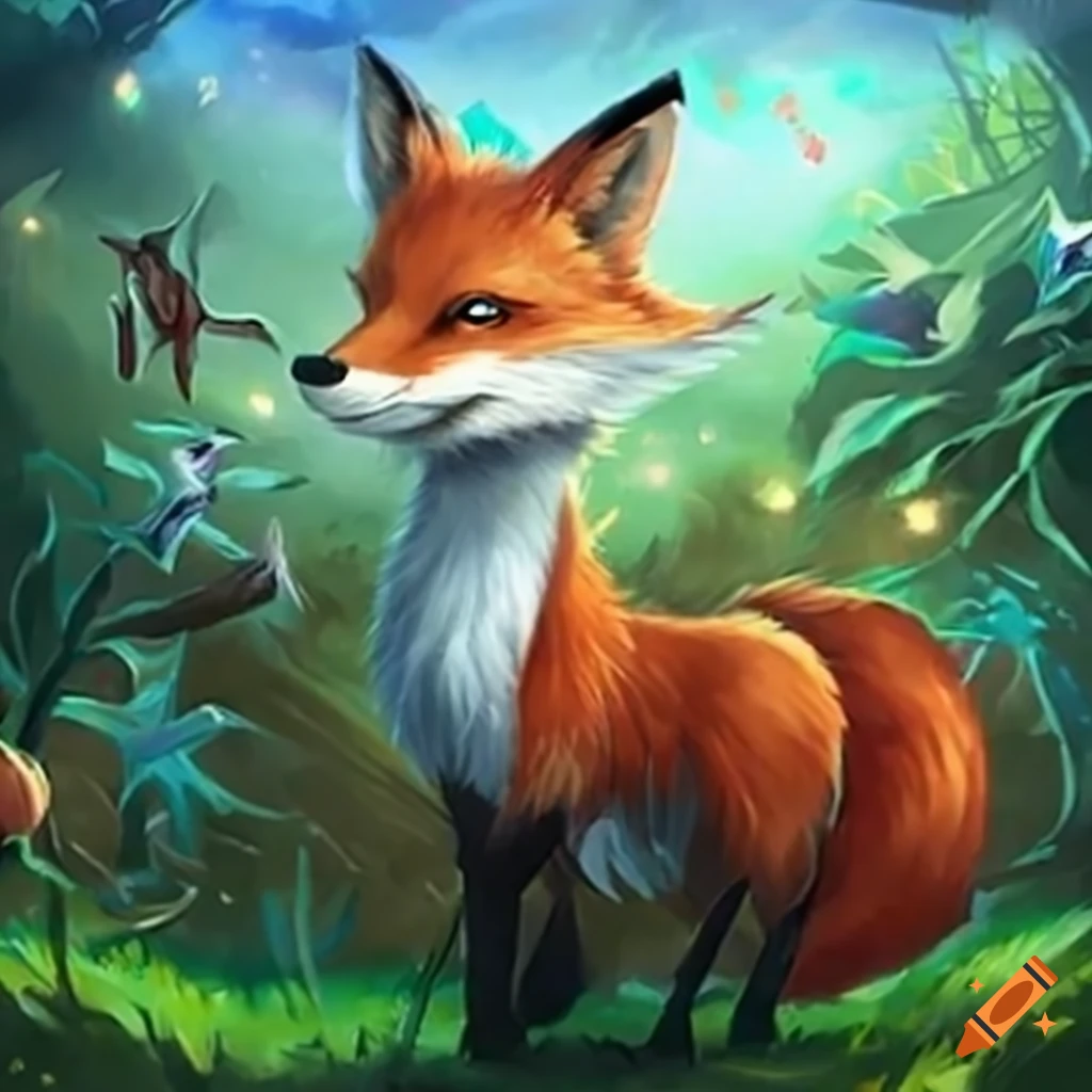 Fox in a magical field in a fantasy setting inspired by league of ...