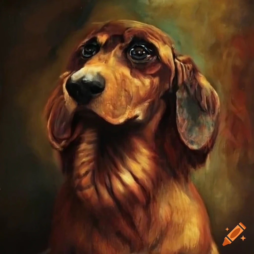 Renaissance painting of a dachshund and an angry rooster on Craiyon