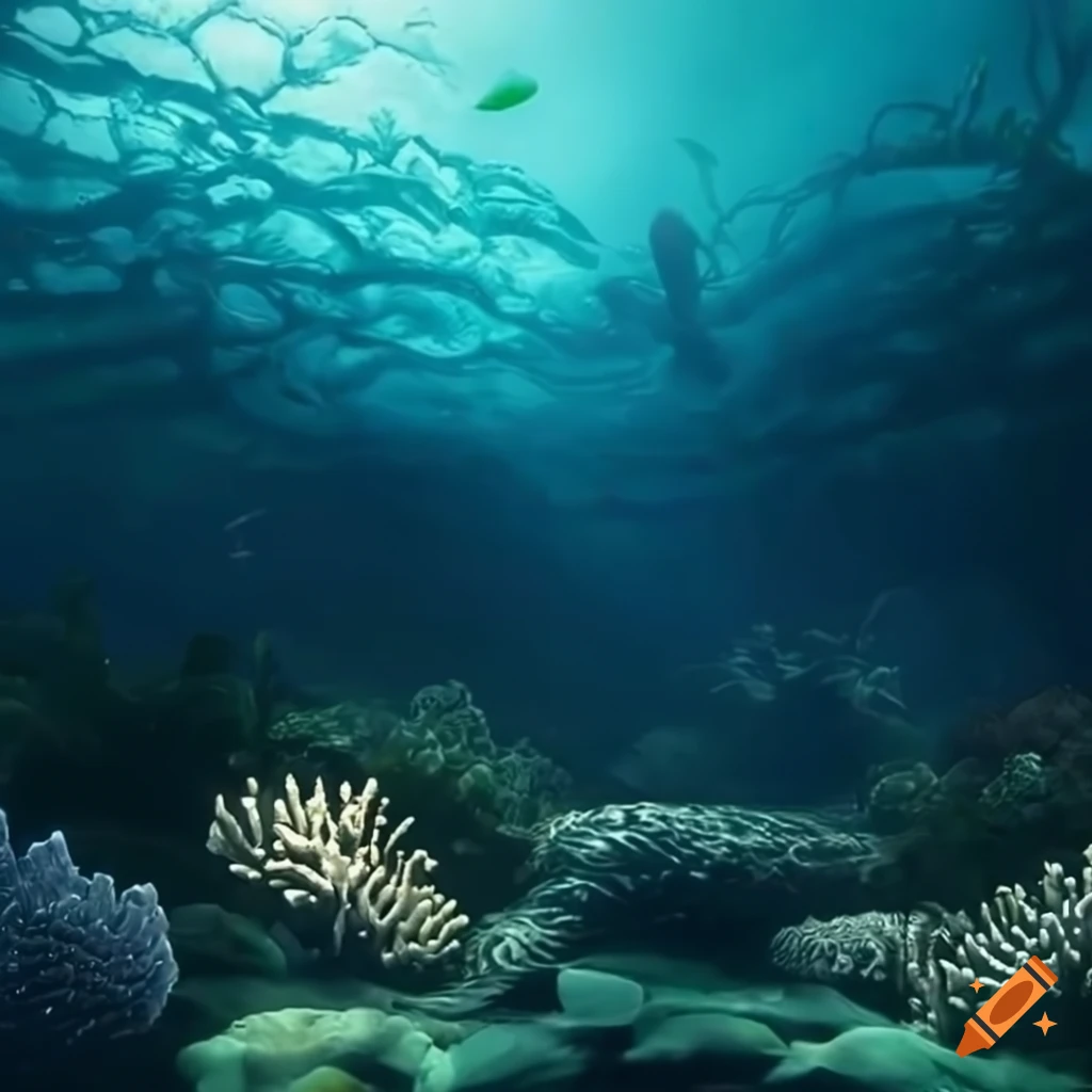 Enchanted underwater realm with vibrant fish and intricate coral in a ...