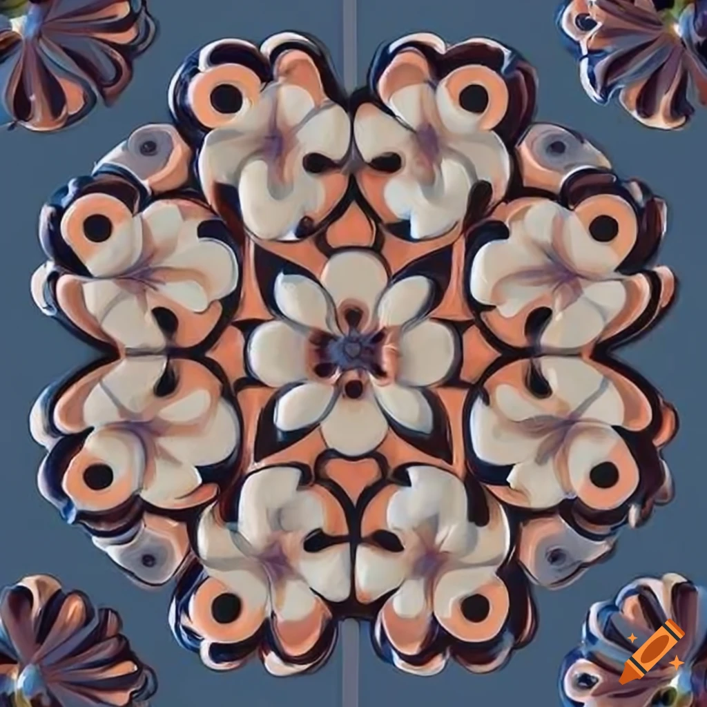 Ceramic flower tile pattern on Craiyon
