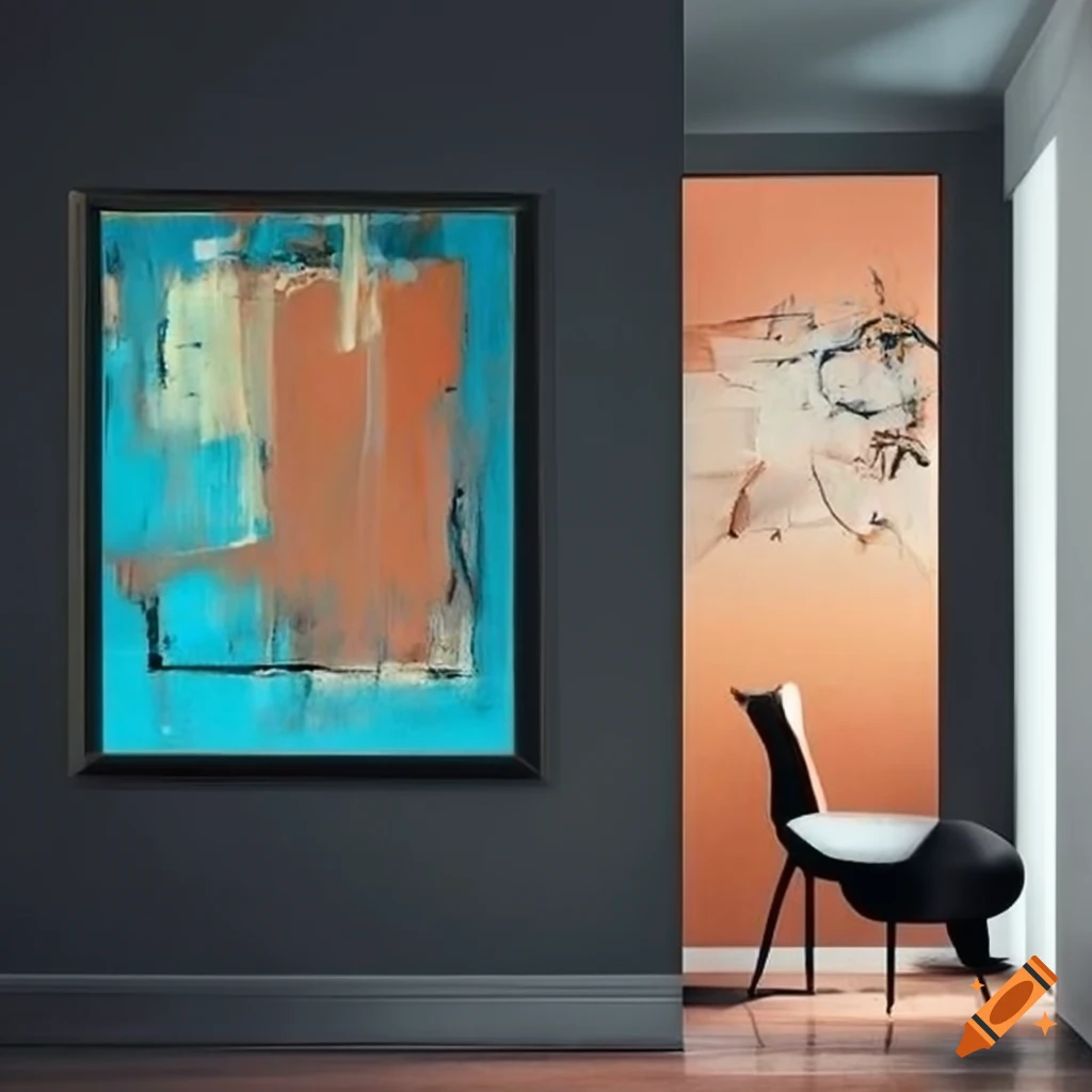 Abstract expressionism art in a modern interior setting on Craiyon