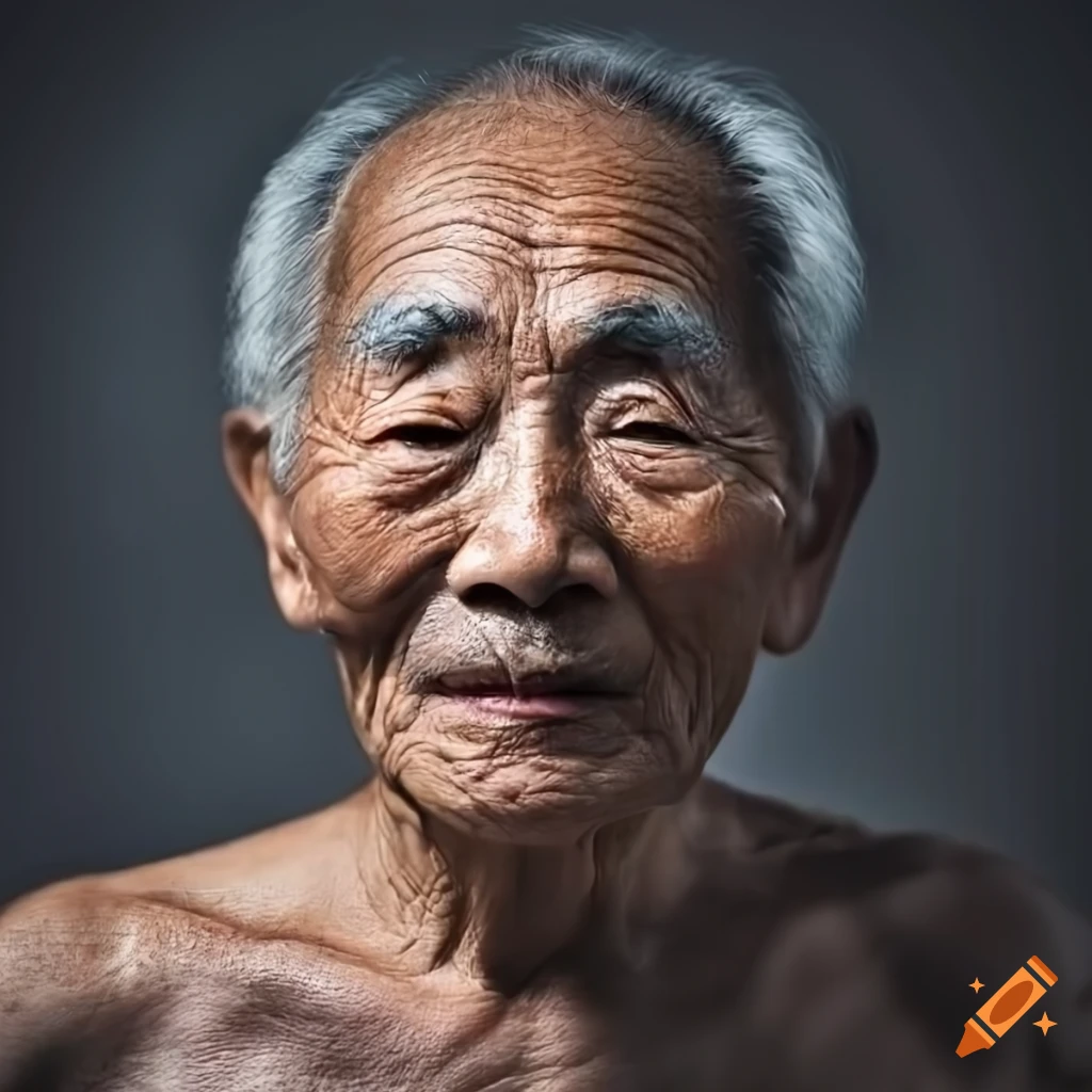 Handsome 90-year-old japanese man in an onsen on Craiyon