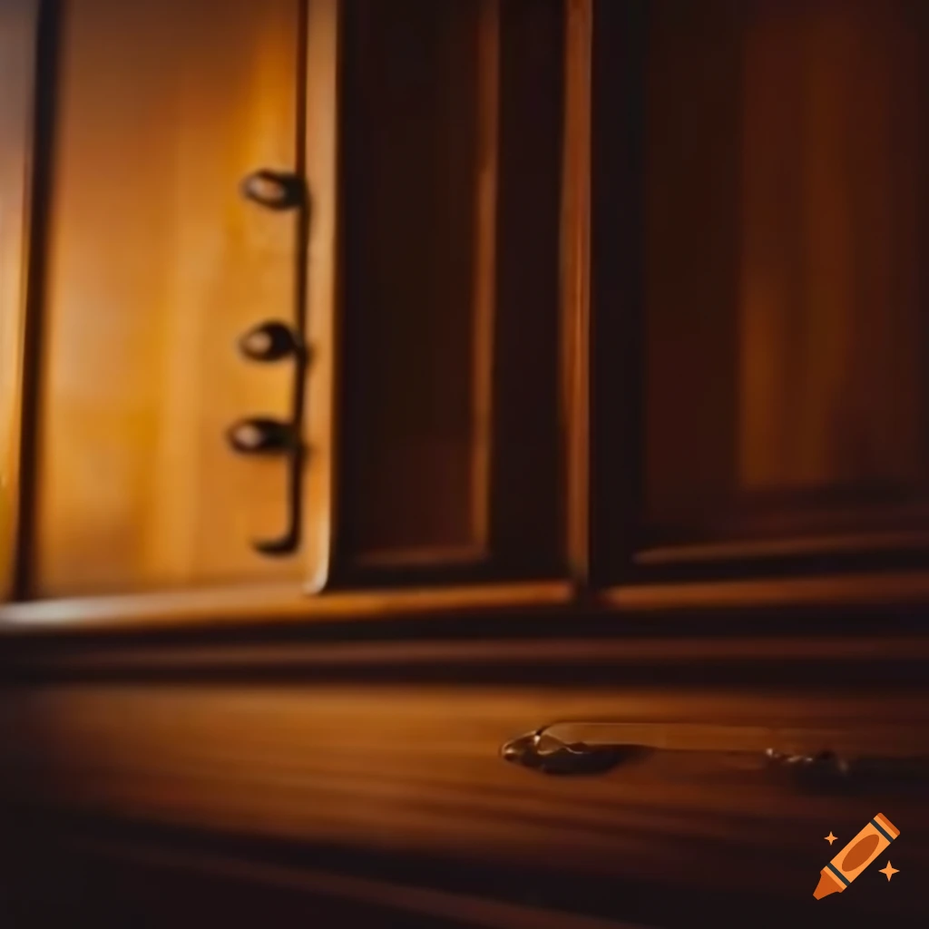 Vintage cabinet with golden hour lighting and shadows on Craiyon
