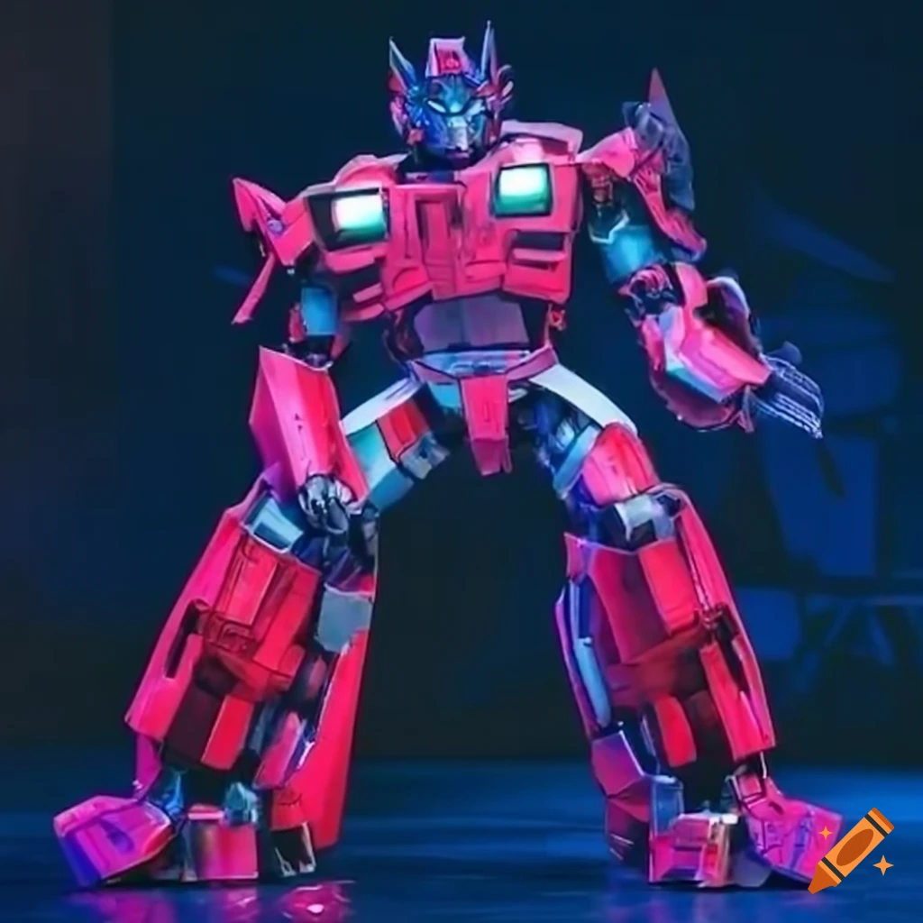 Transformers robots in a colorful musical production on Craiyon