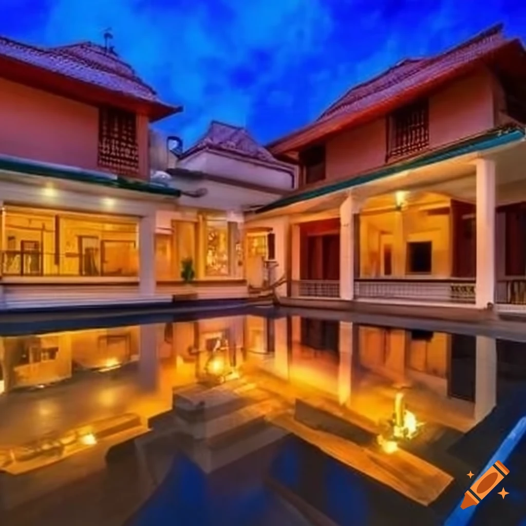 Stunning two-story indian villa on Craiyon