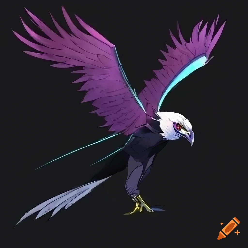 Fantastical futuristic hawk, secretarybird, confuciusornis hybrid ...