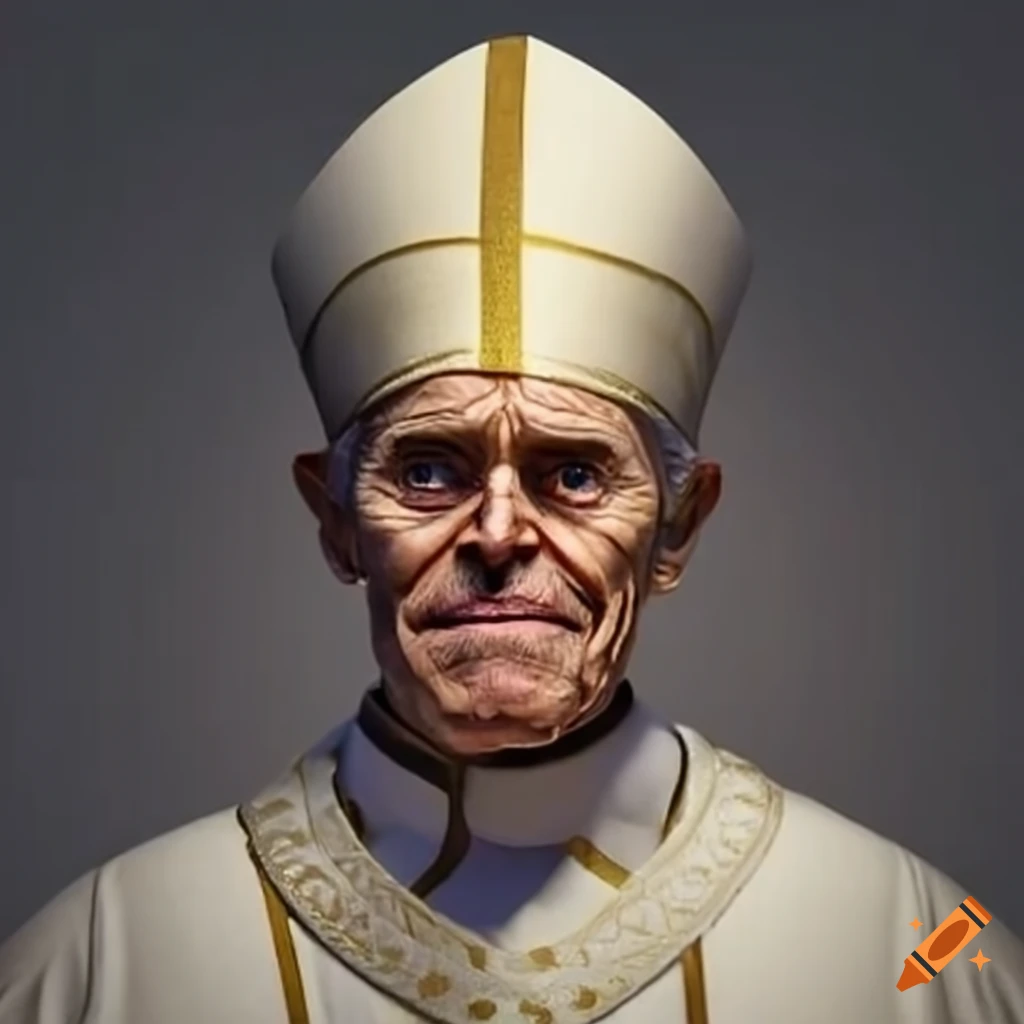 Actor in white and gold robes resembling a pope on Craiyon