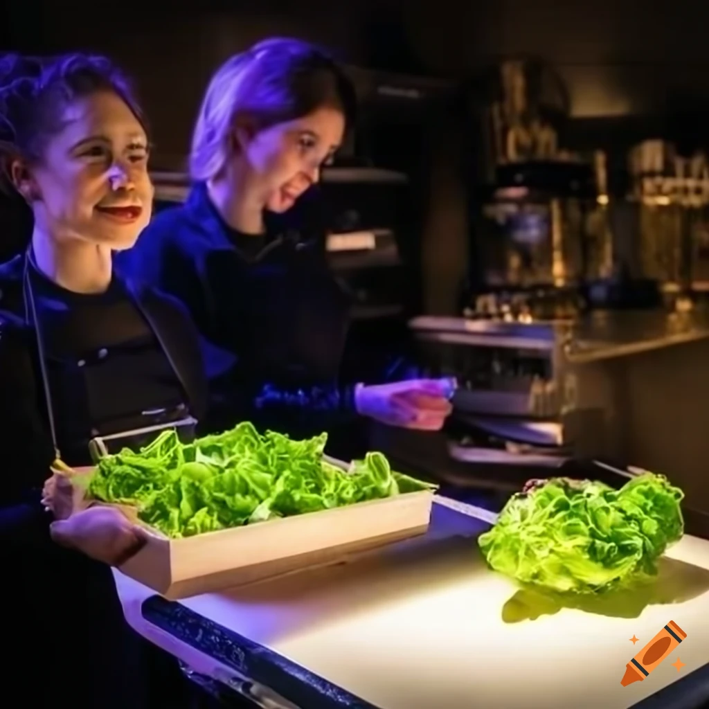 Studio cooking competition with aquaponic produce on Craiyon