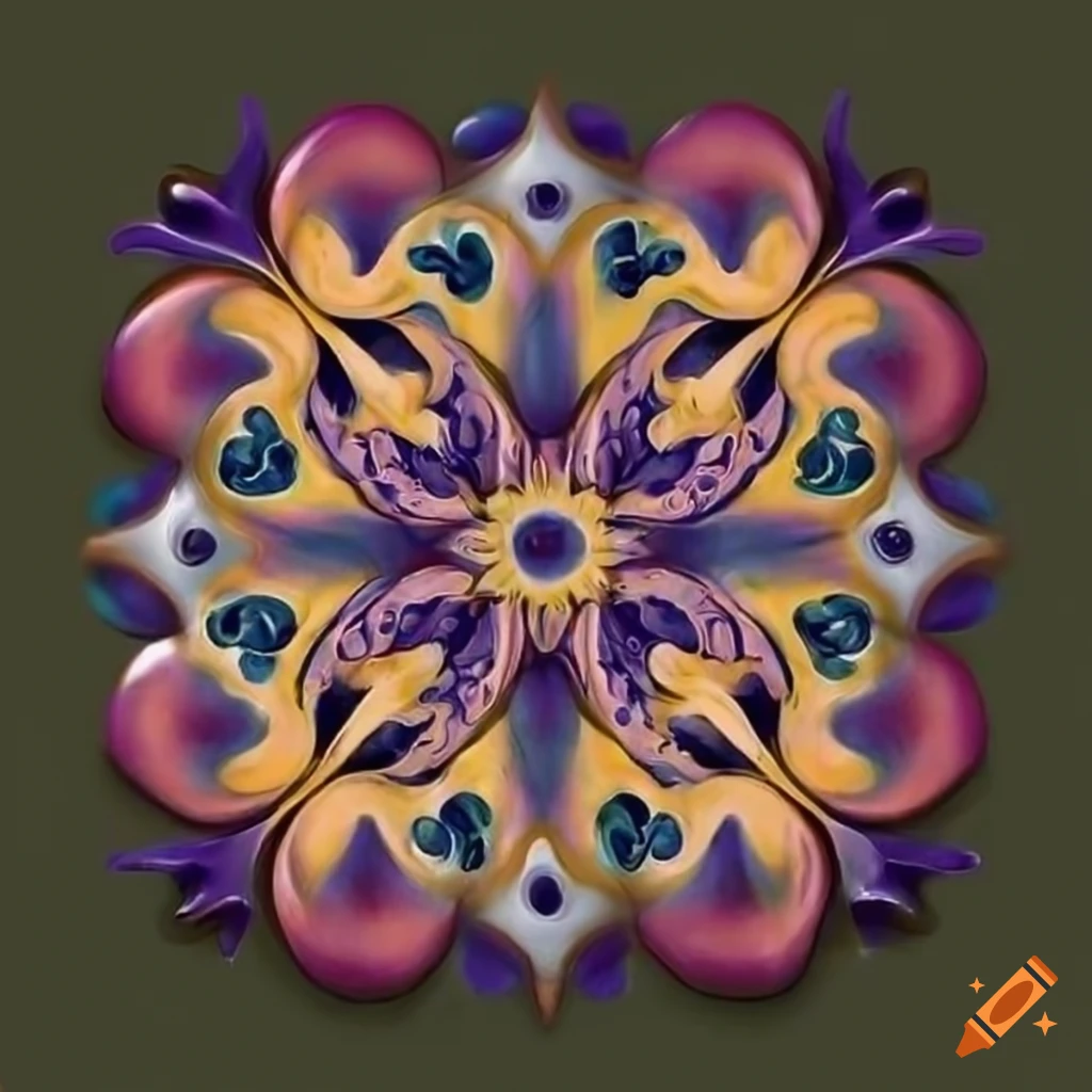 Ceramic flower tile pattern on Craiyon