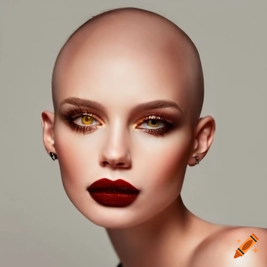 Portrait Of A Woman With Amber Brown Eyes And A Buzzcut Hairstyle On