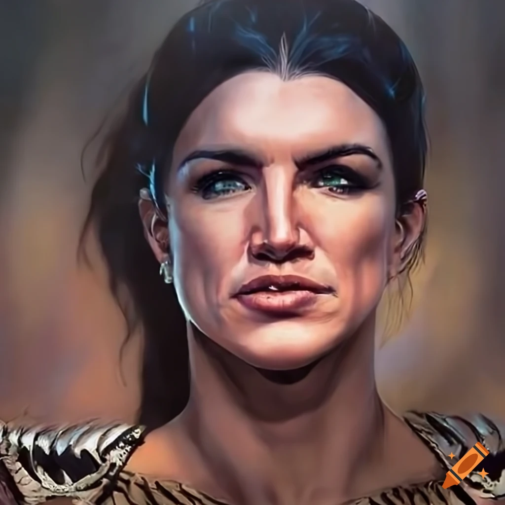 Portrait of a female warrior in a dynamic Frank Frazetta style on Craiyon