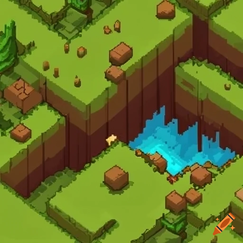 Pixel art tileset for an isometric game on Craiyon