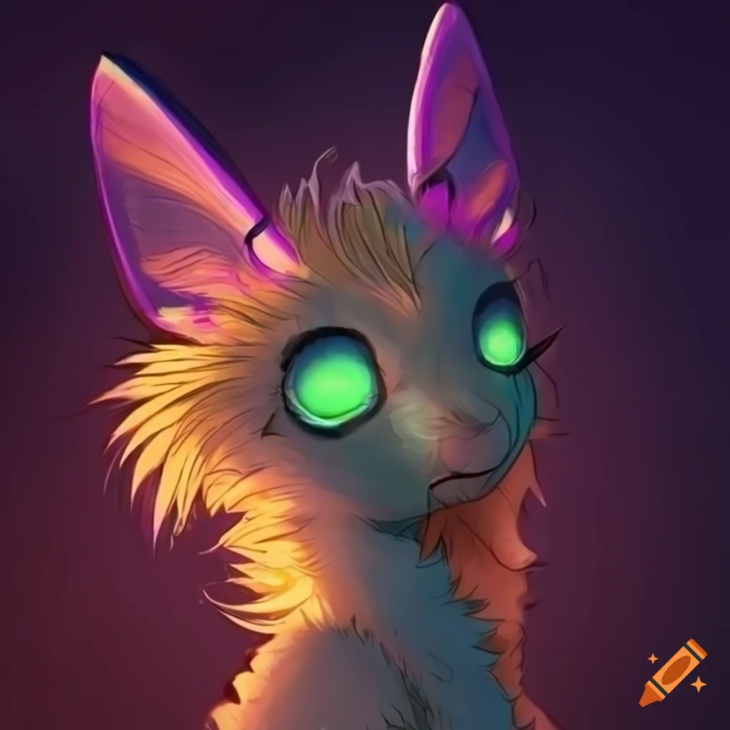 Luminous moth with elongated limbs and furry tail on Craiyon