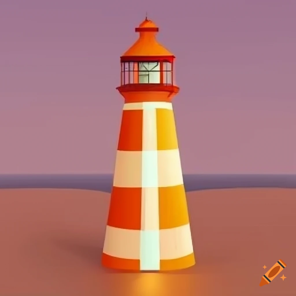 Lighthouse with white and orange colors resembling a traffic cone ...