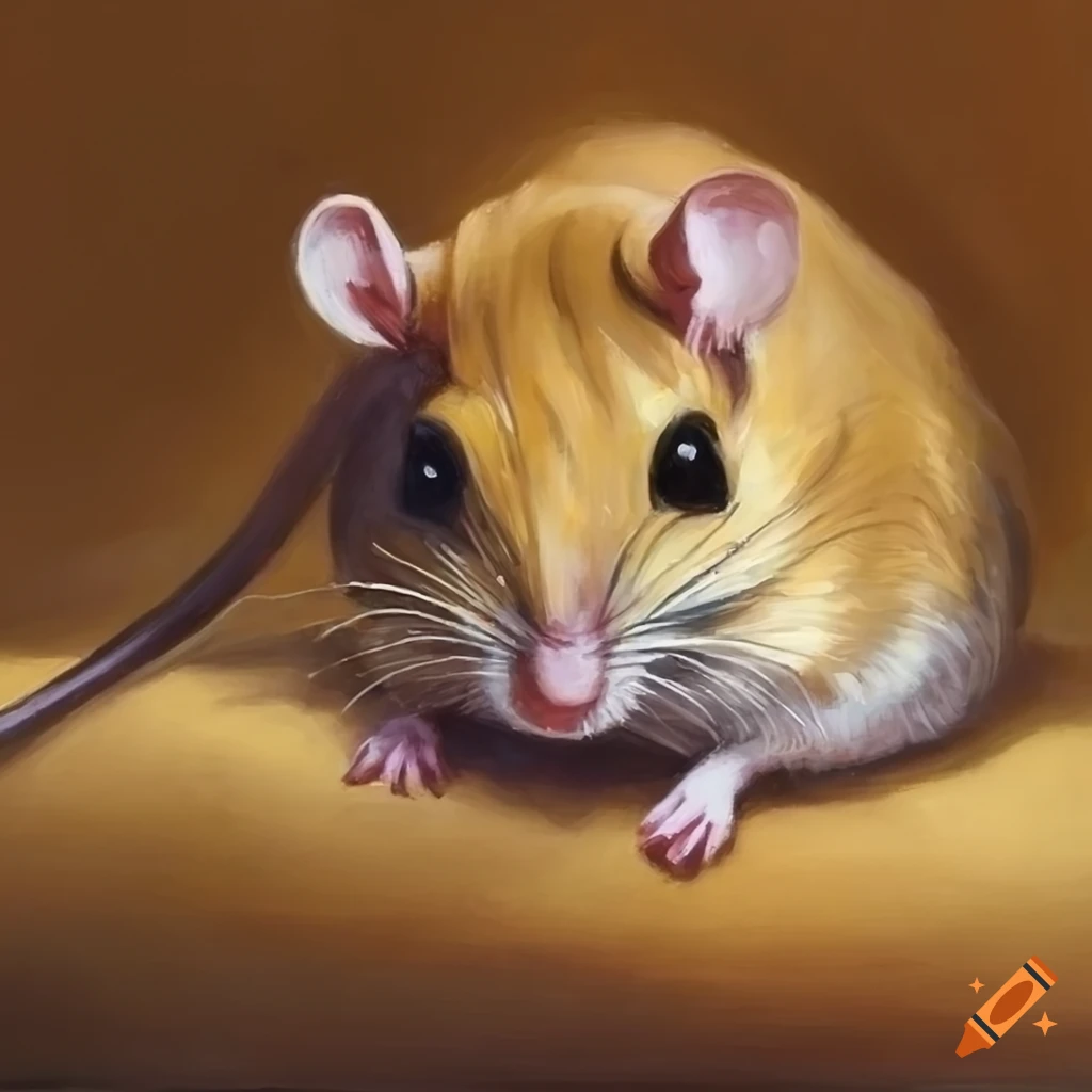 Oil painting of a tan gerbil on Craiyon