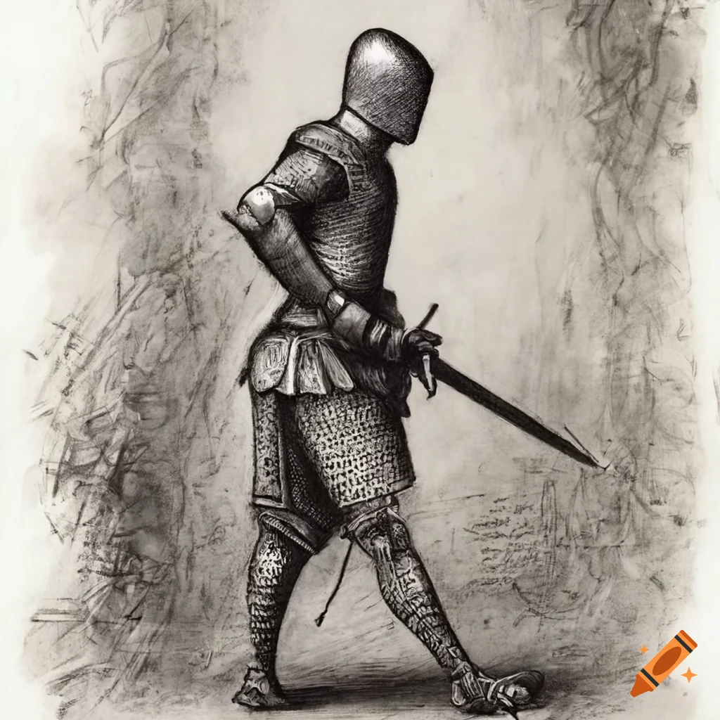 Medieval illuminated manuscript illustration of a one-handed sword ...