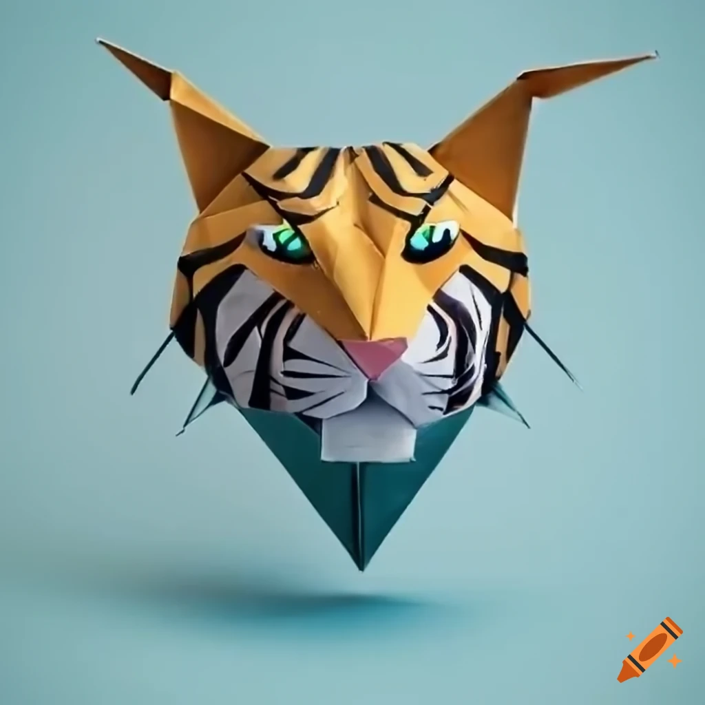 Origami tiger with ethereum eyes on Craiyon