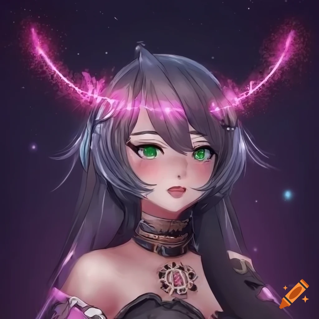Space-themed vtuber with celestial halo crown on Craiyon