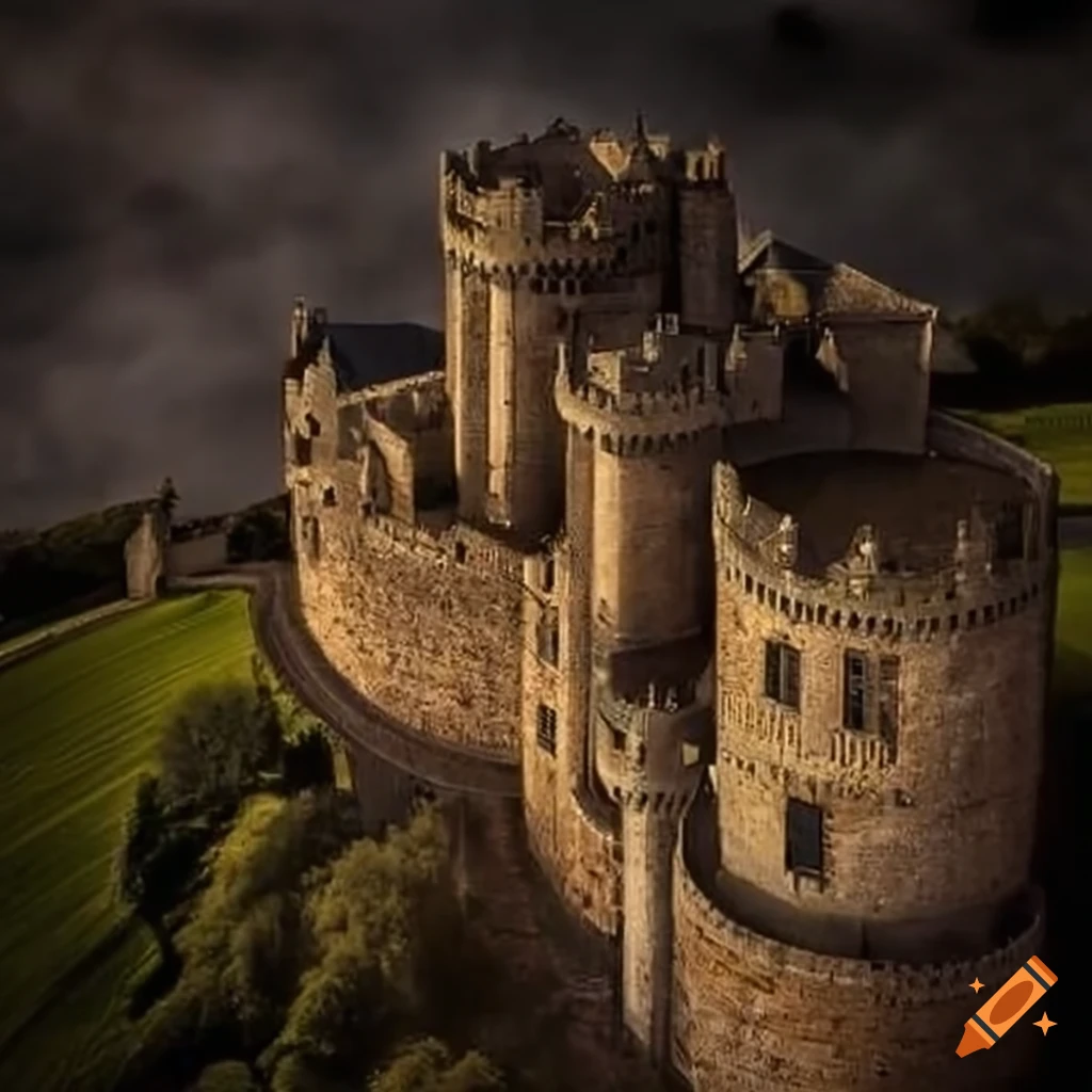 Castle walls aerial view on Craiyon