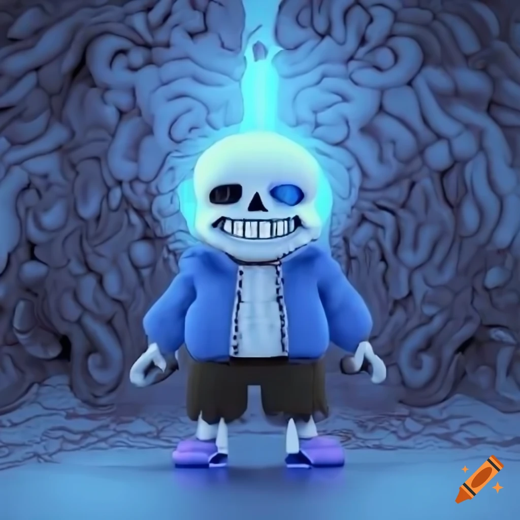 3d sans undertale inside a human brain on Craiyon