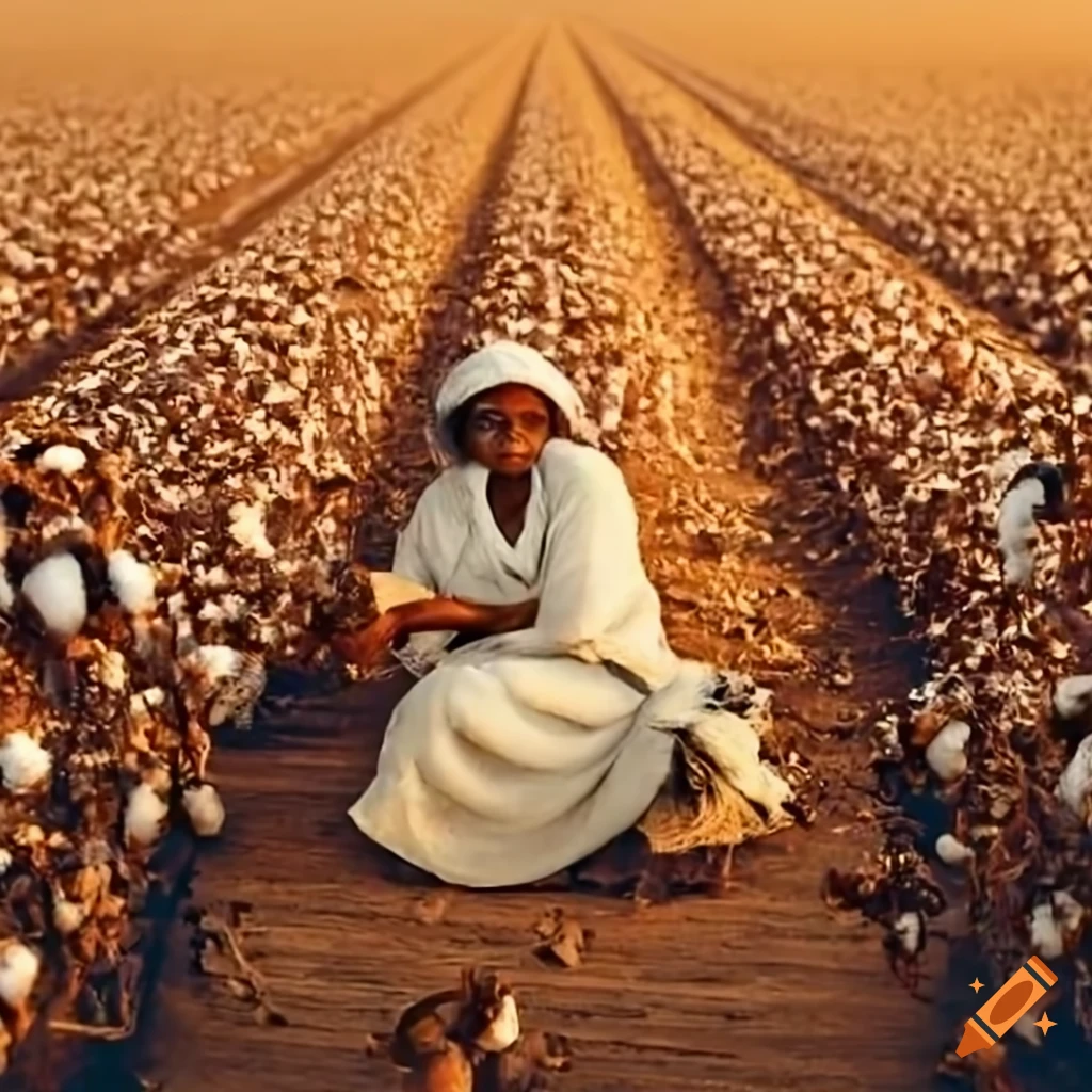 Traditional cotton harvesting on Craiyon