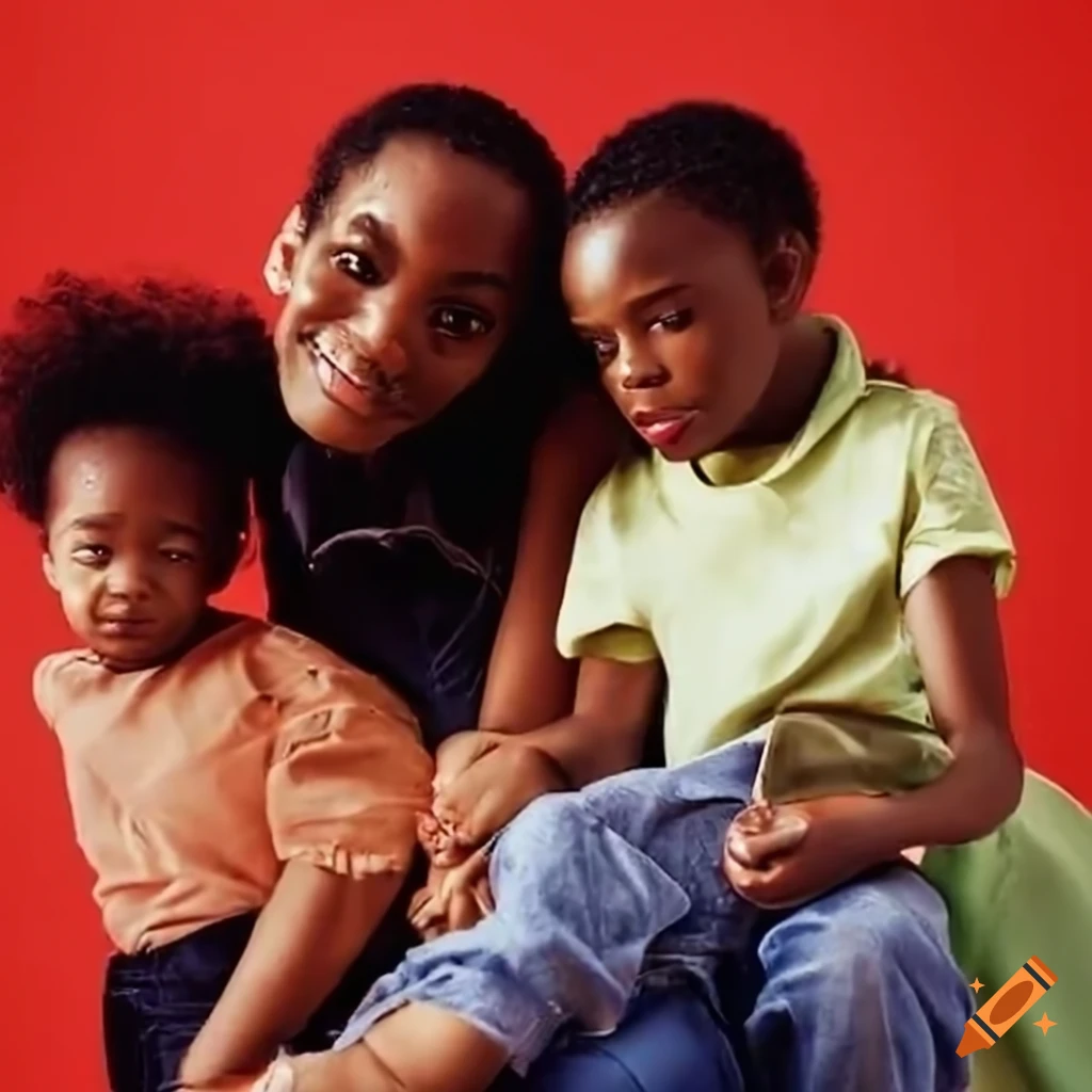 Black family using a 90s computer on Craiyon