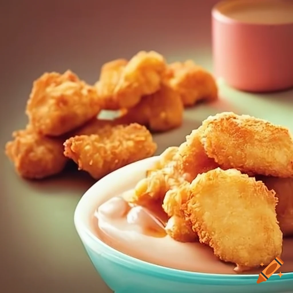 Adding sauce to chicken nuggets on Craiyon