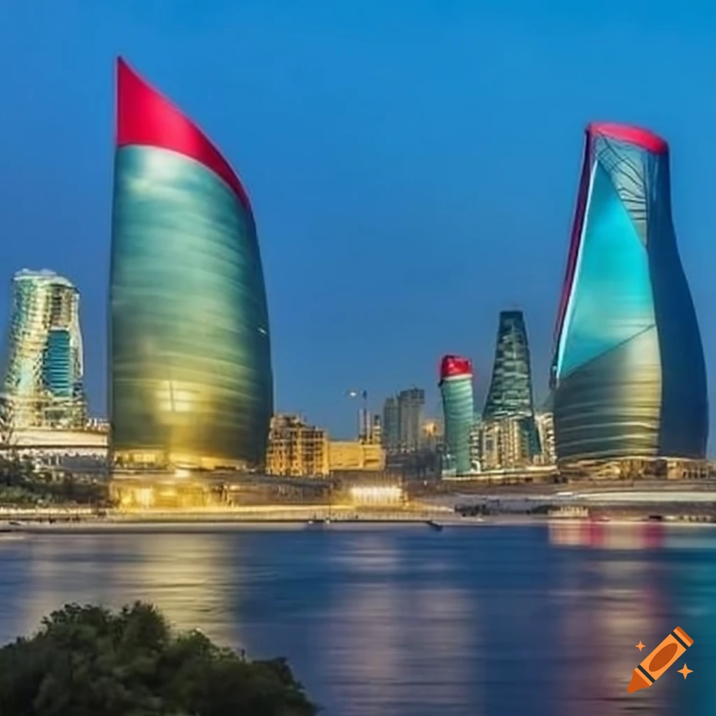 Futuristic cityscape of Baku in the year 3001 on Craiyon