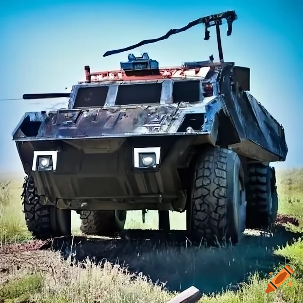 Armored transport vehicle in a post-apocalyptic world with twisted ...