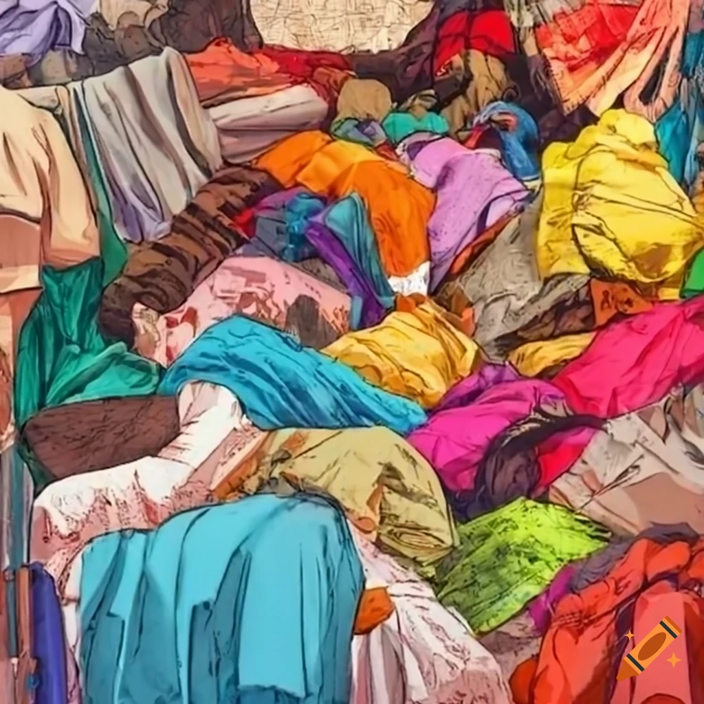 Landfill filled with discarded clothes on Craiyon