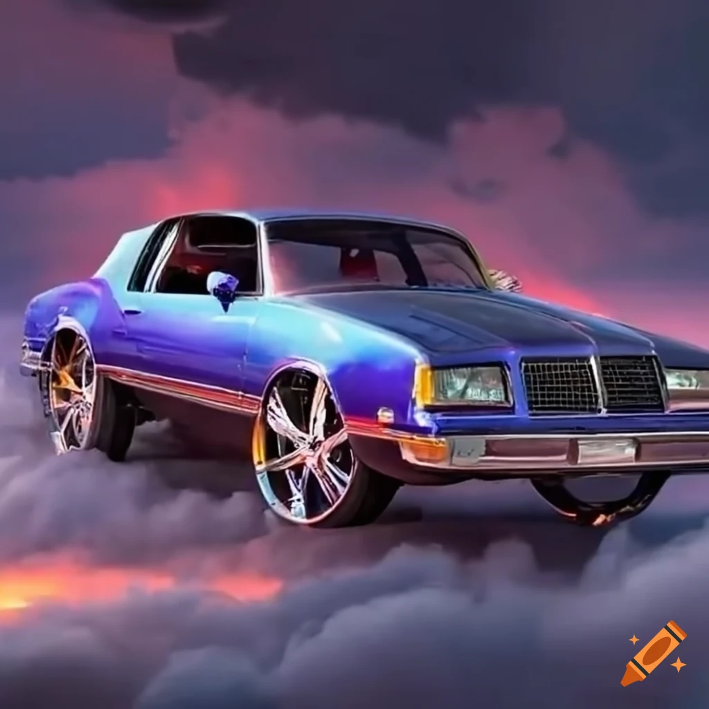 84 cutlass on 22 inch rims surrounded by clouds in the air on Craiyon