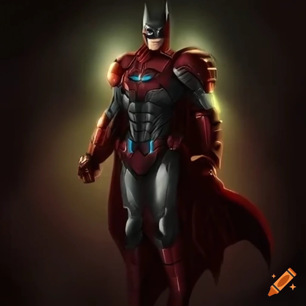 Superhero crossover with batman in iron man armor on Craiyon