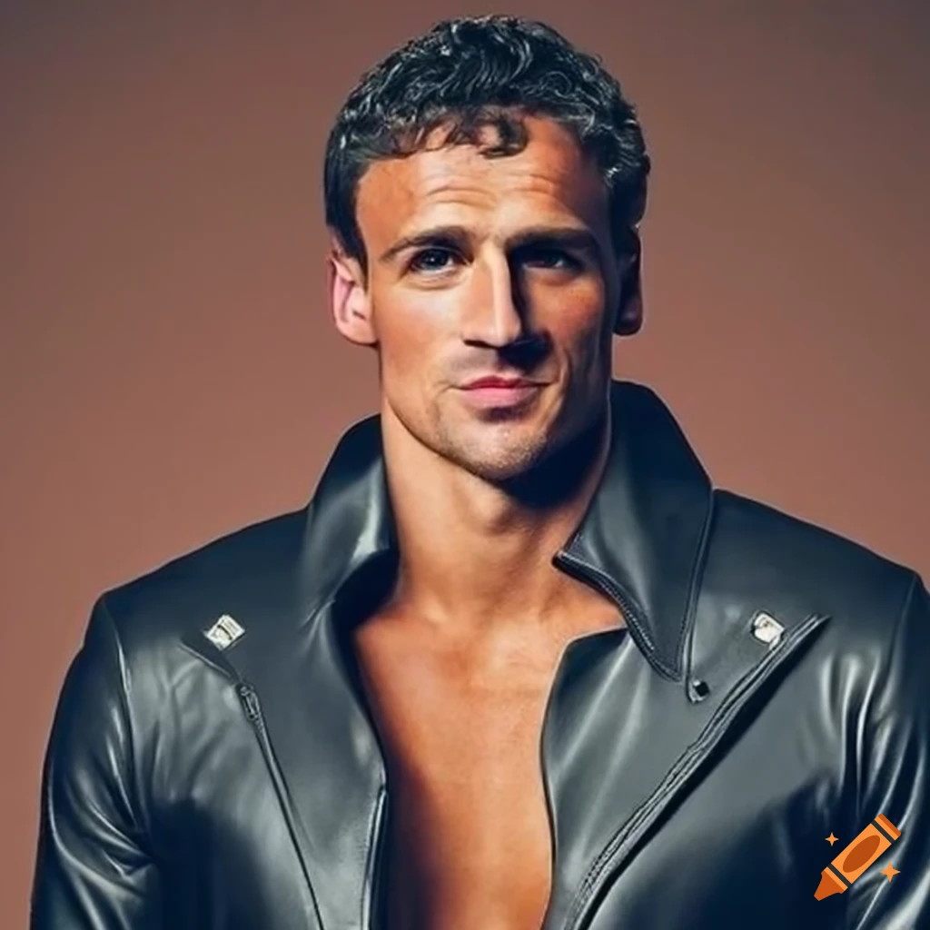 Ryan lochte in a sleek black leather jacket on Craiyon
