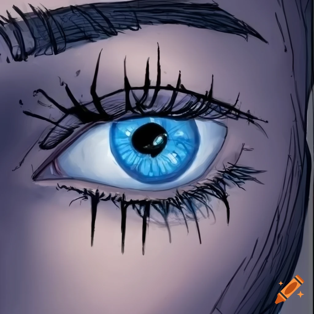 Blue eye in comic art style on Craiyon