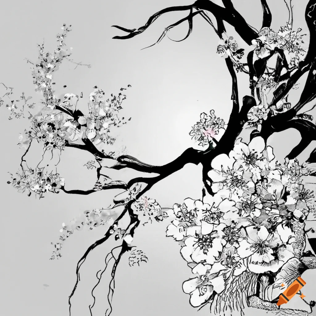 Traditional japanese art of sakura blossoms on Craiyon